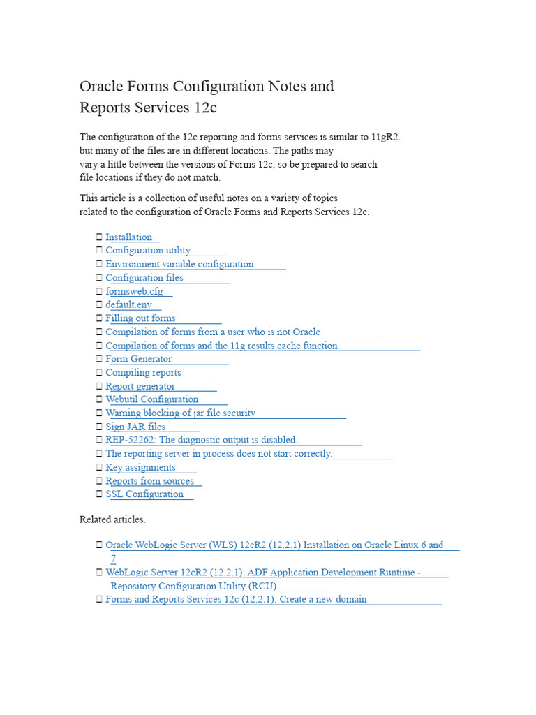 Oracle Forms 12c Configuration Guide | PDF | Sudo | Computing