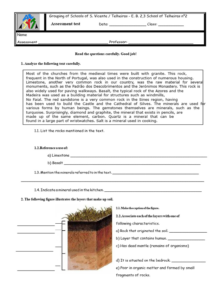 Mini Test Rock Soil 5th Grade | PDF | Soil | Rock (Geology)