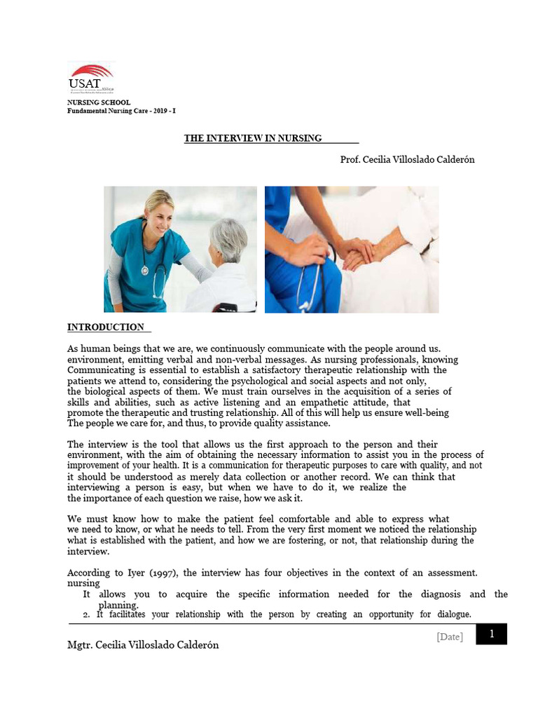 Effective Nursing Interviews Explained | PDF | Nonverbal Communication ...
