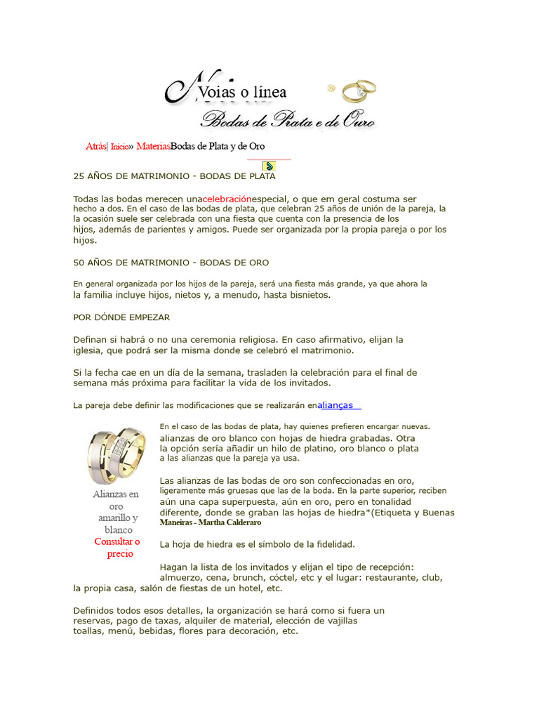 Ideas para Celebrar Bodas de Plata y Oro | PDF | Boda