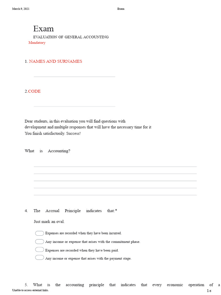 Exam - Google Forms | PDF | Debits And Credits | Expense