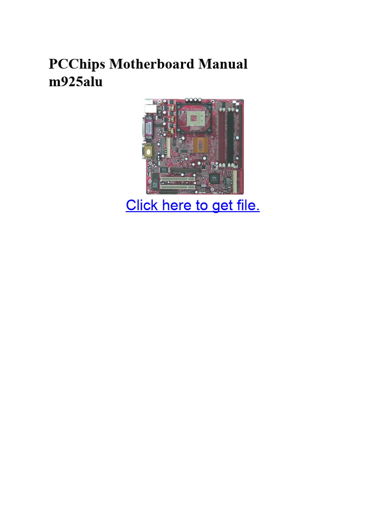 PCChips M925 Motherboard Manual | PDF | Personal Computers | Personal ...