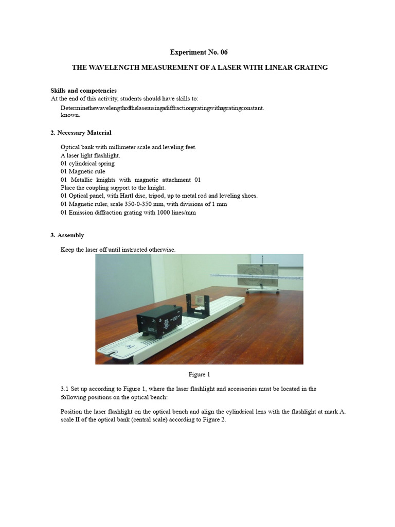 Laser Wavelength Measurement Experiment | PDF | Diffraction | Optics