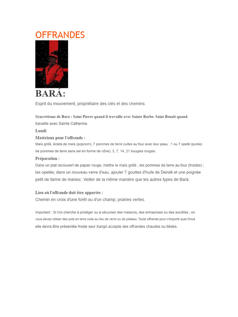 Offrandes pour Orixás : Guide Pratique | PDF | Pomme de terre | Patate ...