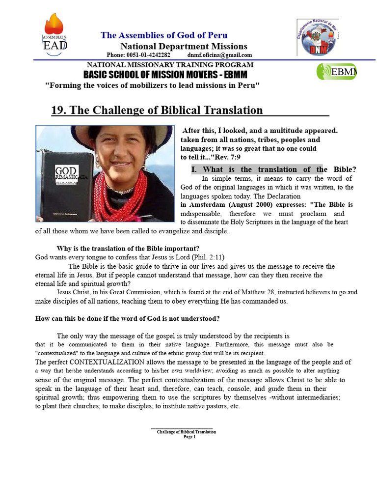 Biblical Translation Challenges in Peru | PDF | Bible | Translations