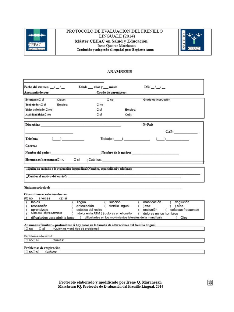 Evaluación del Frenillo Lingual 2014 | PDF | Boca