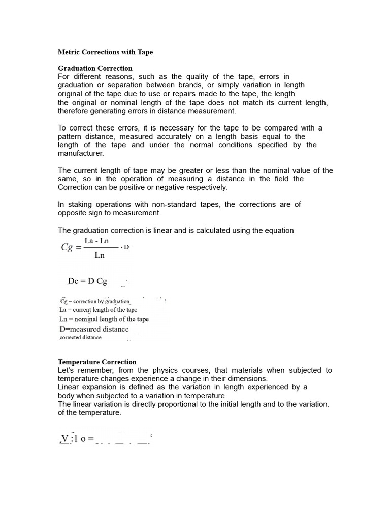 Tape Measurement Error Corrections | PDF | Measurement | Temperature