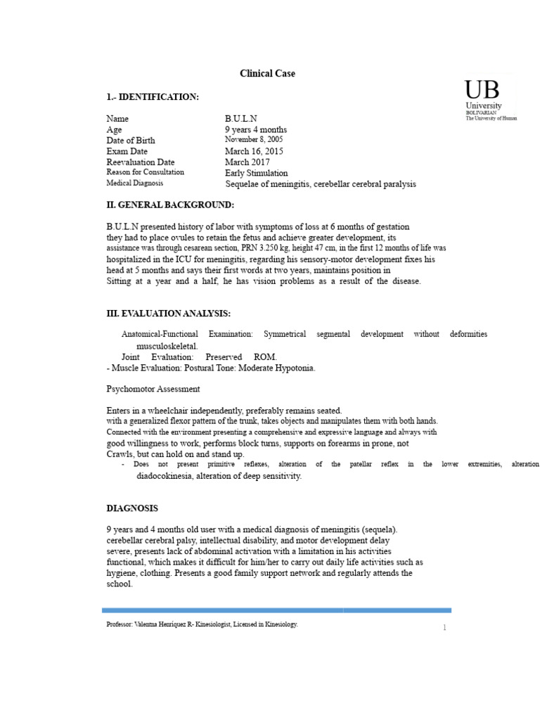 Clinical Case 2 | PDF | Anatomical Terms Of Motion | Cerebral Palsy