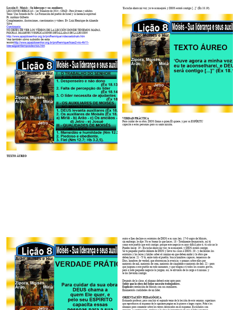 Lección 8 Moisés y Sus Líderes | PDF | Moisés | Juan el apóstol