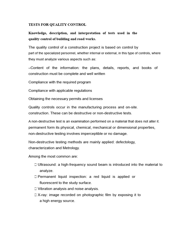 Objective 3. Tests For Quality Control | PDF | Concrete | Physical Sciences