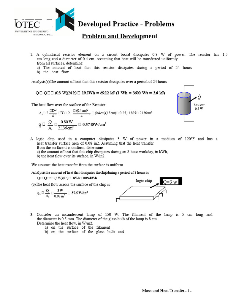 Problem and Development - Mass and Heat Transfer | PDF | Incandescent ...