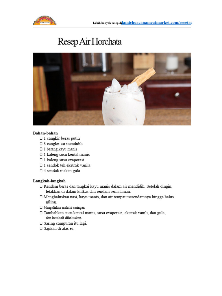 Resep Air Horchata Segar dan Manis | PDF