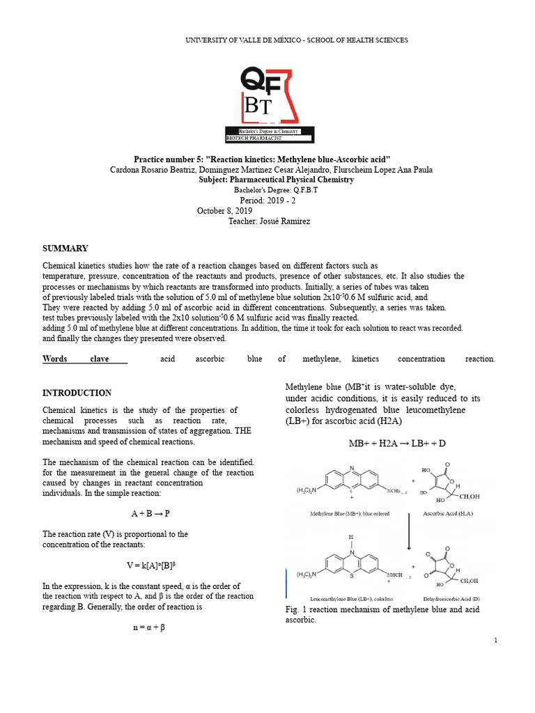 Practice 5 | PDF | Chemical Kinetics | Reaction Rate