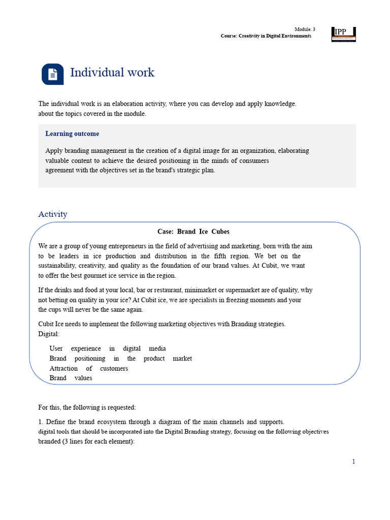 IT - M3 - Creativity in Digital Environments | PDF | Brand | Marketing