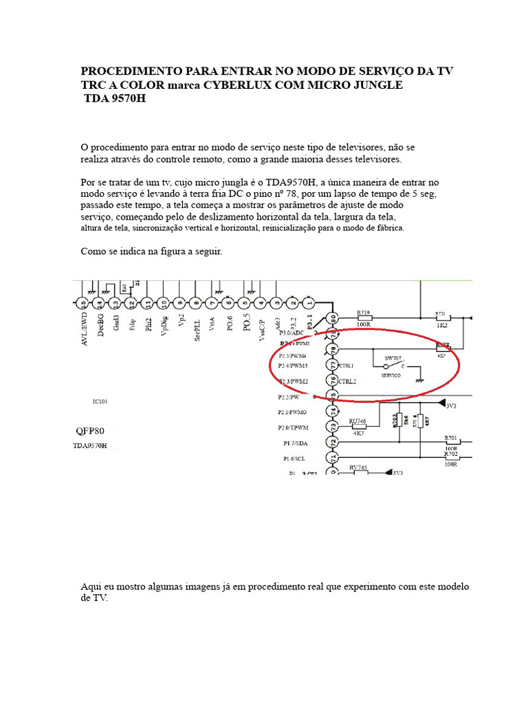 Procedimento para Entrar No Modo de Serviço Da TV TRC A Cores Cyberlux ...