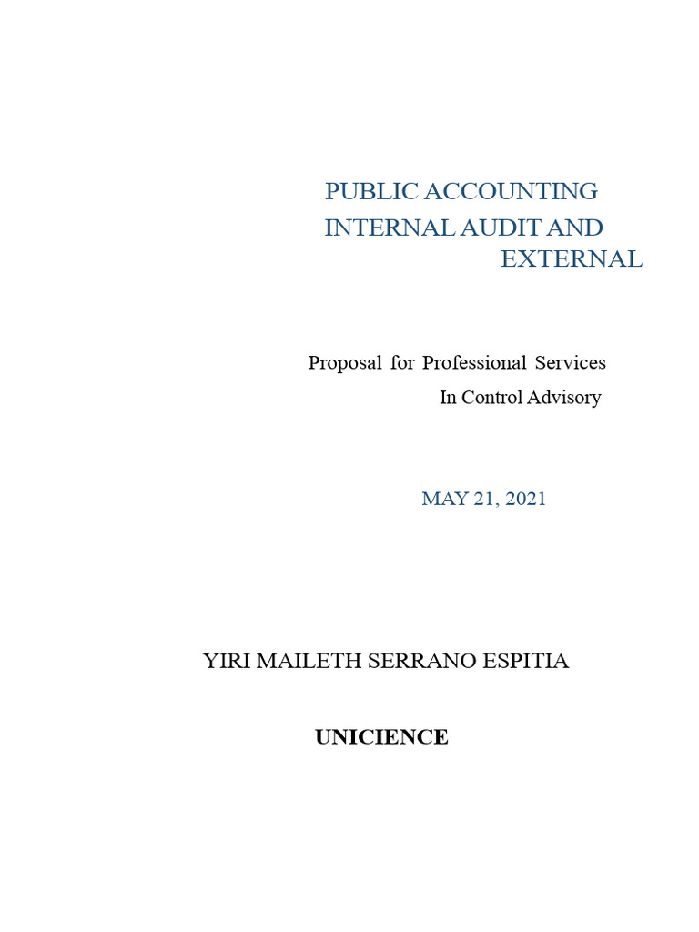 Internal Control Audit Proposal Overview | PDF | Internal Control | Audit