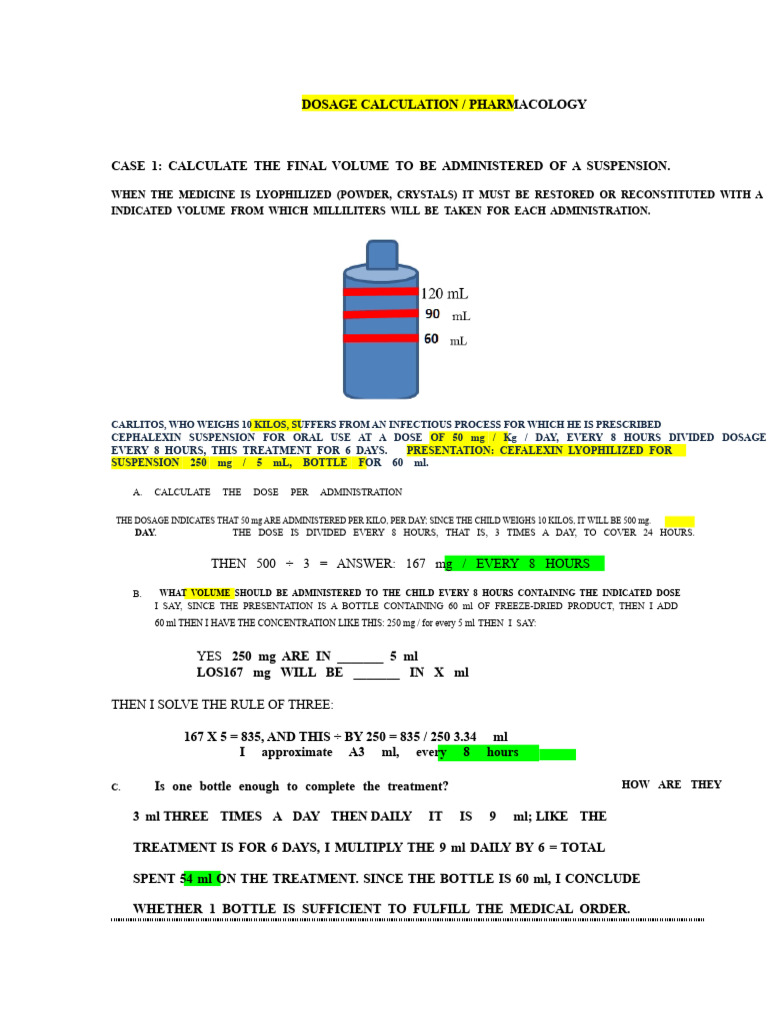 Dose Calculation 2022 | PDF | Dose (Biochemistry) | Chemistry
