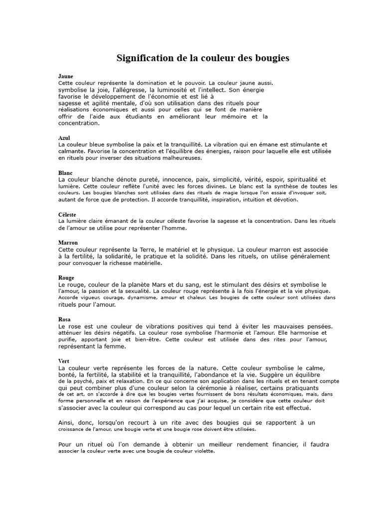 Signification Des Bougies De Couleurs