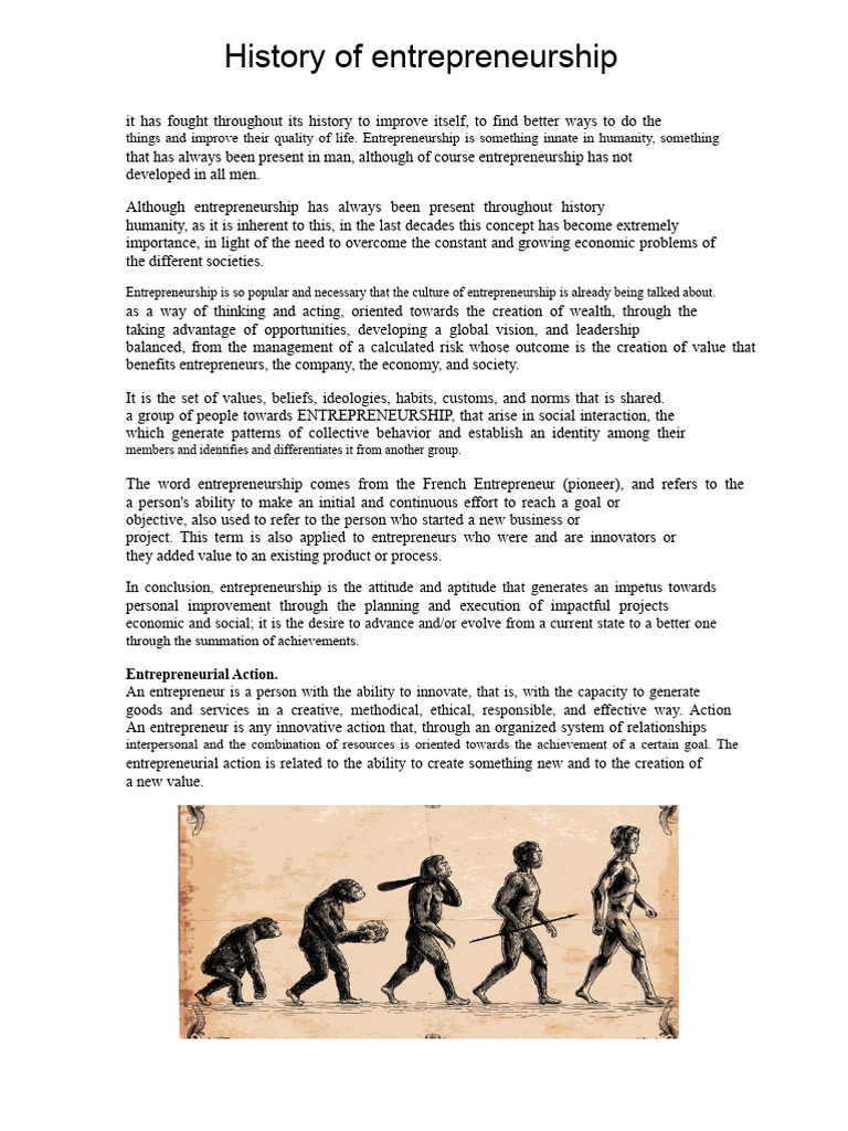 Evolution of Entrepreneurship History | PDF | Entrepreneurship | Value ...