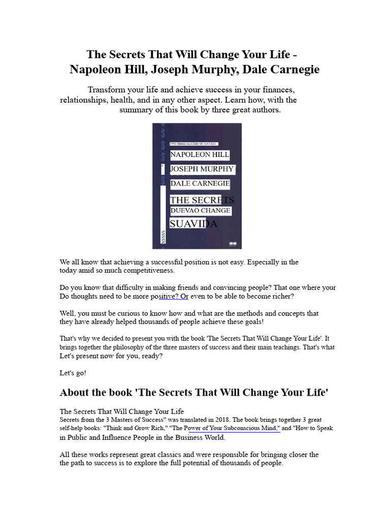 The Secrets That Will Change Your Life | PDF | Thought | Mind