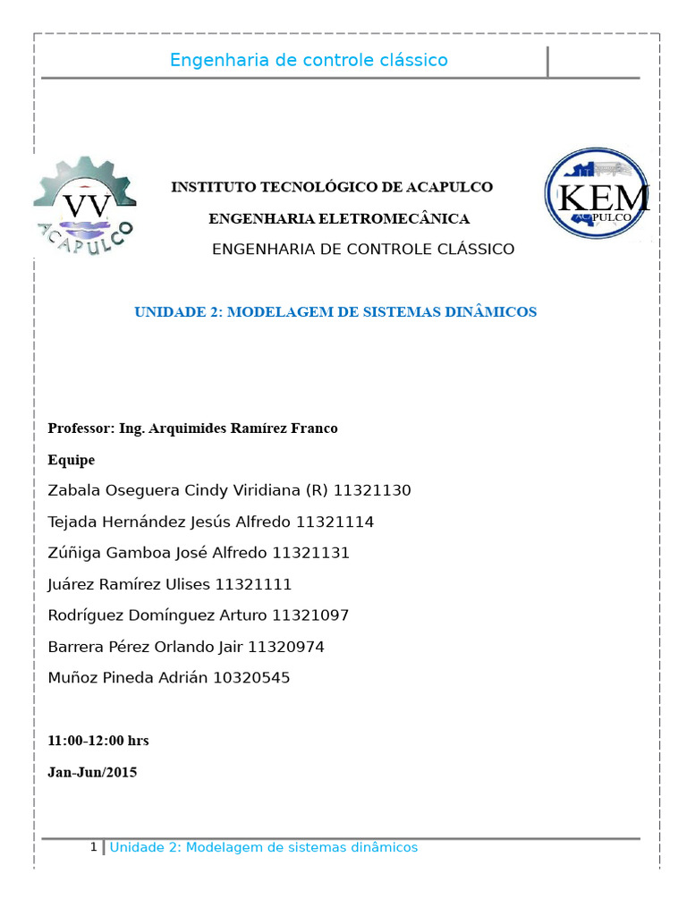Unidade 2 Engenharia de Controle Clássico | PDF | Eletricidade | Indutor