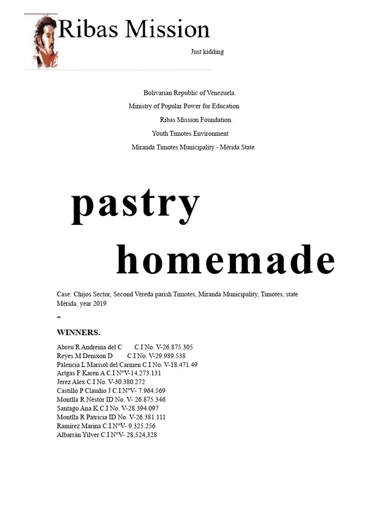 Homemade Cakes Project New Mision Ribas (2 Finished) | PDF | Cakes ...