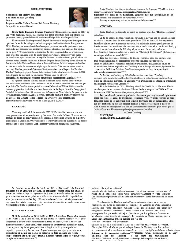 Greta Thunberg - Medio Ambiente | PDF