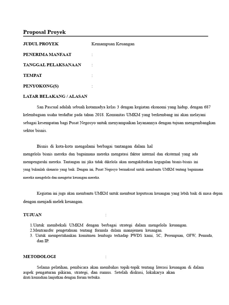 Contoh Proposal Proyek | PDF