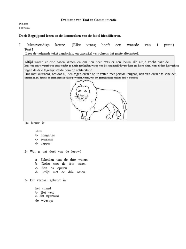Taaltest Fabels | PDF