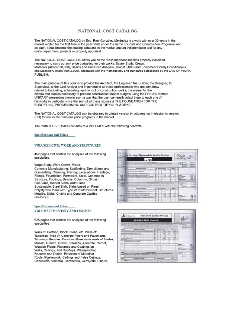 National Cost Catalog for Construction | PDF | Concrete | Electrical Wiring