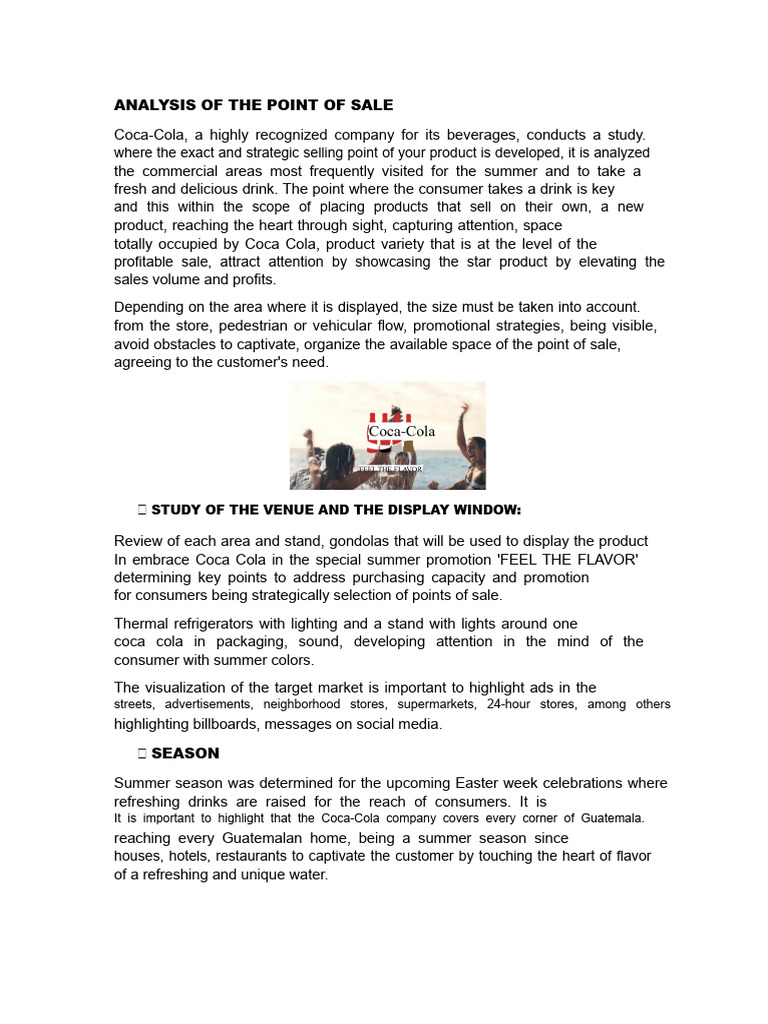 Point of Sale Analysis | PDF | Coca Cola | Point Of Sale