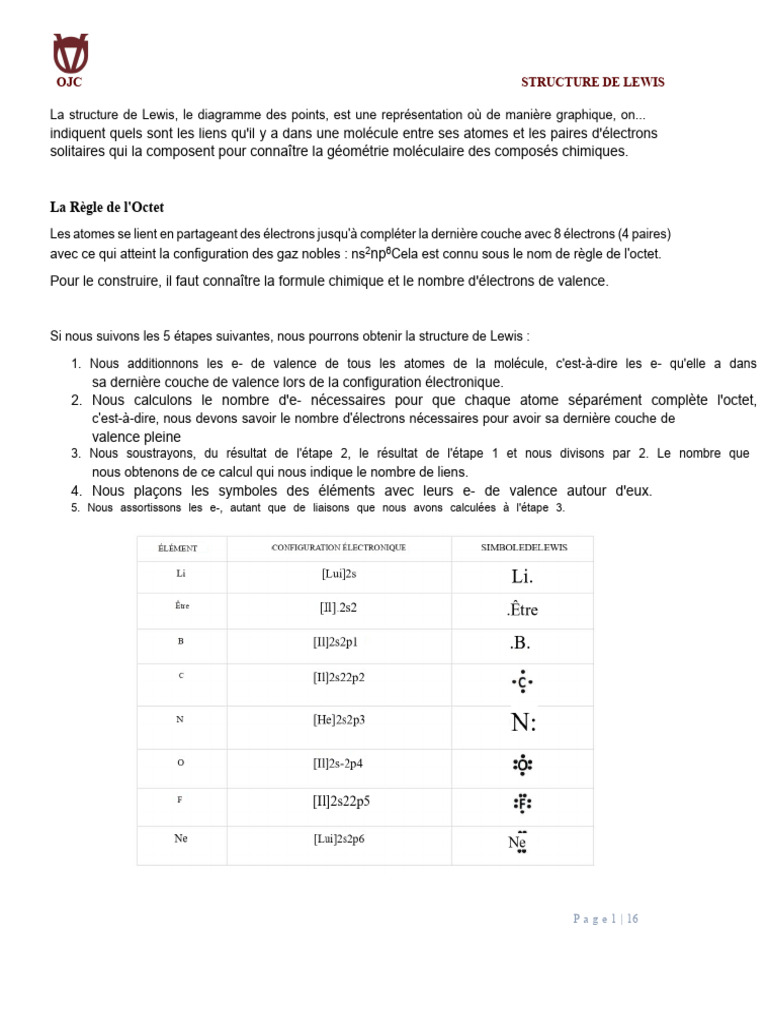 Guide sur la structure de Lewis | PDF | Valence (Chimie) | Atomes