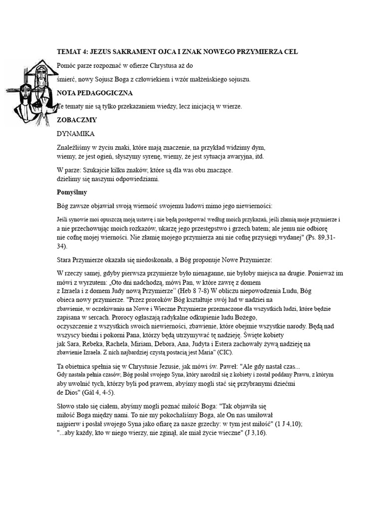Temat 4 Jezus Sakrament Ojca I Znak Nowego Przymierza | PDF