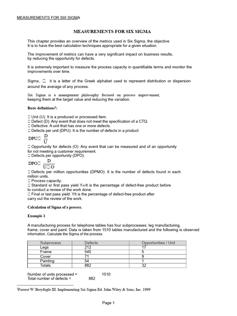 Six Sigma Examples PDF | PDF | Six Sigma | Standard Deviation