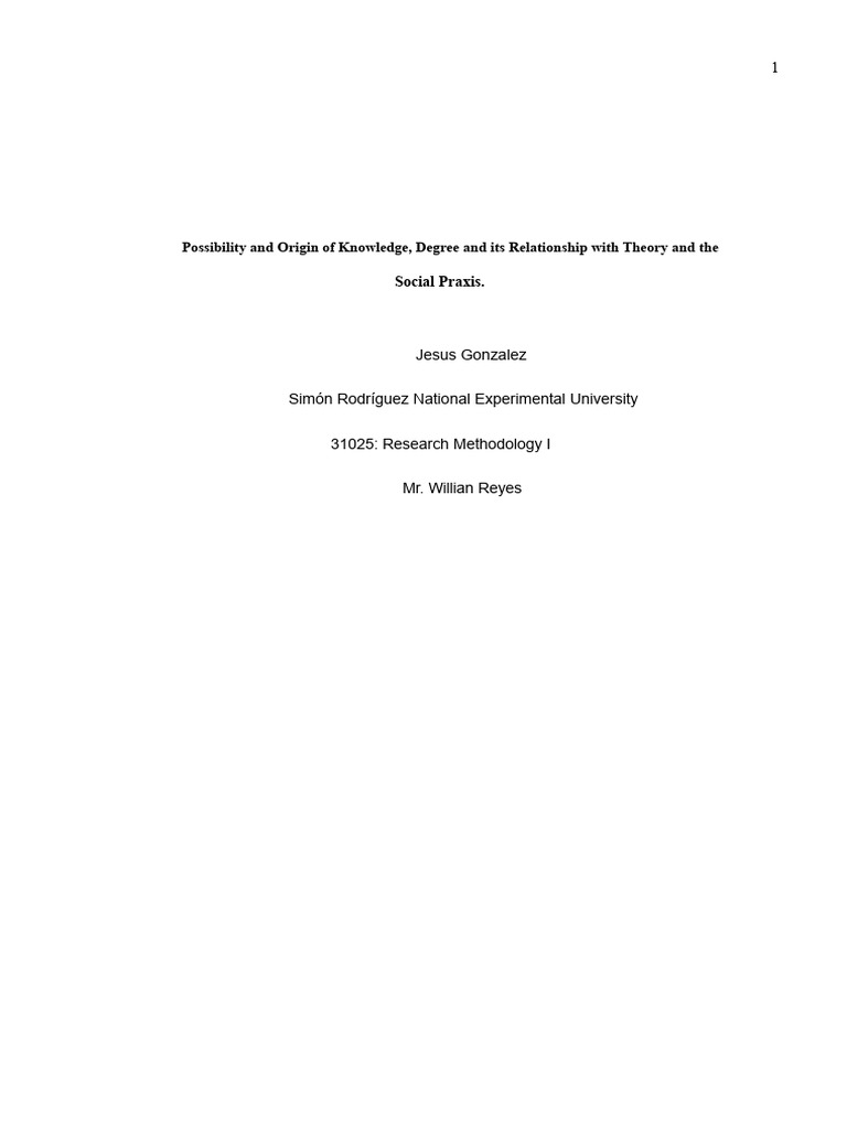 Possibility and Origin of Knowledge, Degree, Knowledge and Its ...