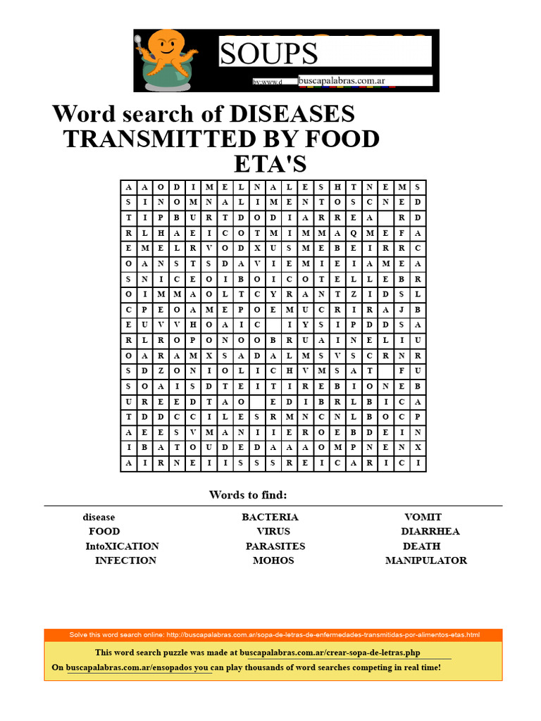 Word Search of Foodborne Diseases | PDF | Word Search | Foodborne Illness