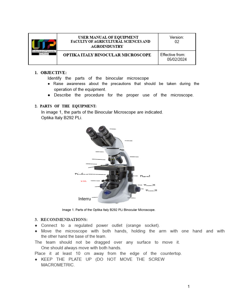 Microscope User Manual | PDF | Optics | Microscopy