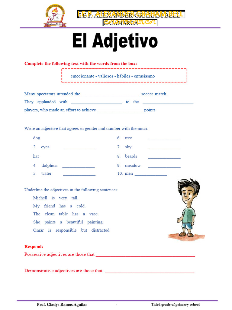 Fill in The Adjective | PDF | Adjective | Grammatical Gender