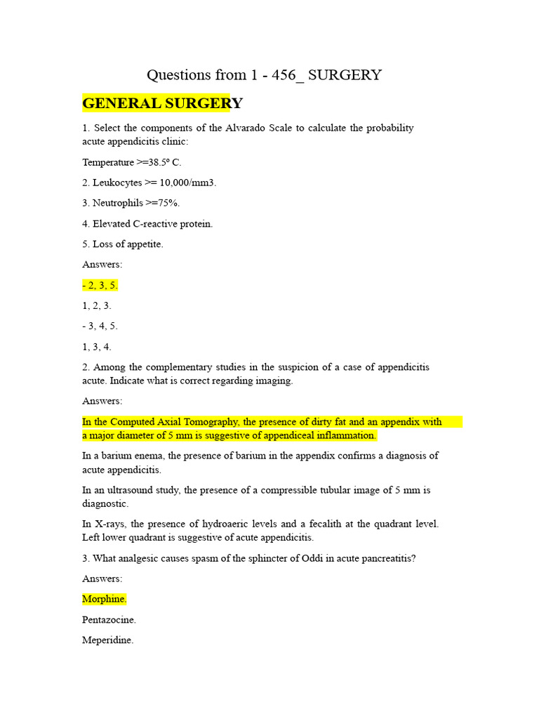 General Surgery Exam Questions and Answers | PDF | Shock (Circulatory ...
