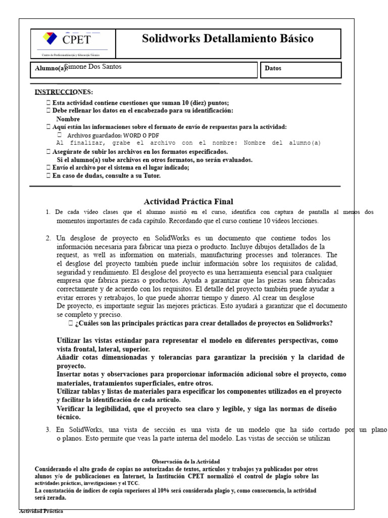 Solidworks Detallado Básico Final | PDF | Archivo de computadora ...