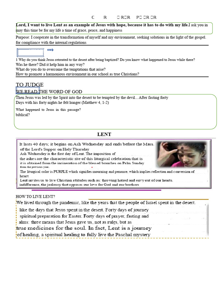 LENT | PDF | Jesus | Lent