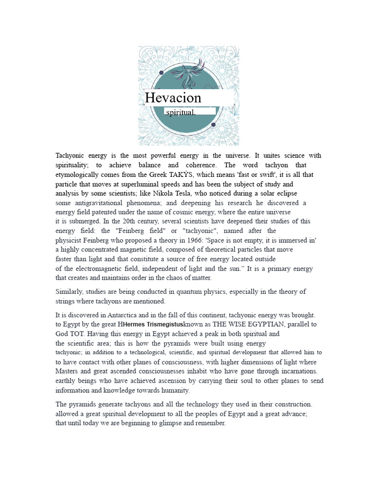 Tachyonic Energy | PDF | Physics | Universe