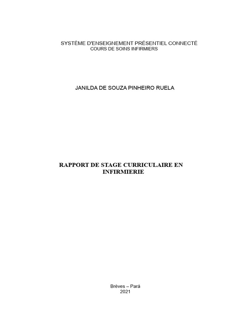 Rapport de stage en soins infirmiers 2021 | PDF | Allaitement | Hôpital