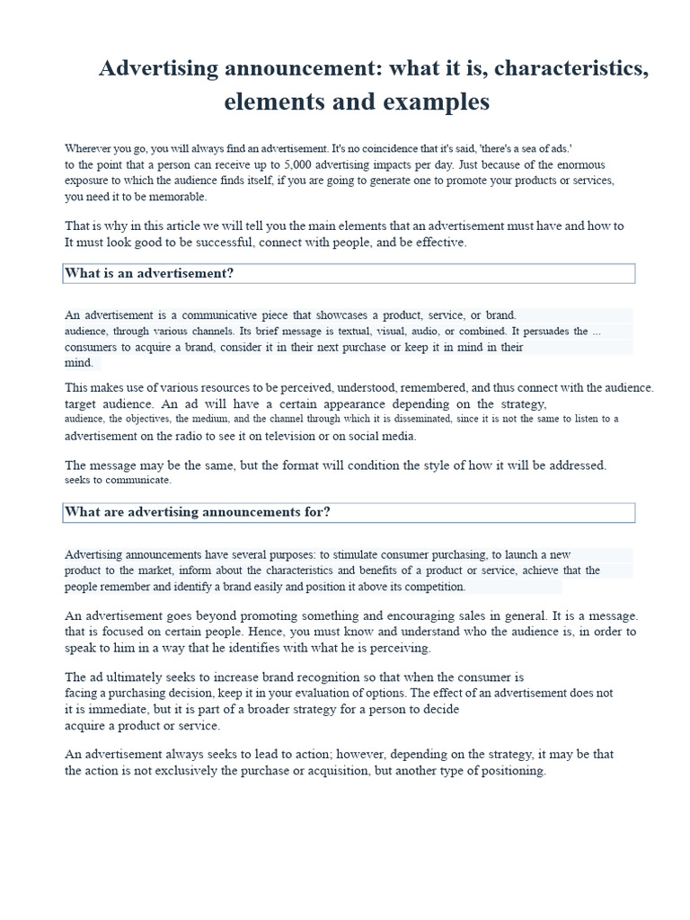 Advertising Announcement: What It Is, Characteristics, Elements, and ...