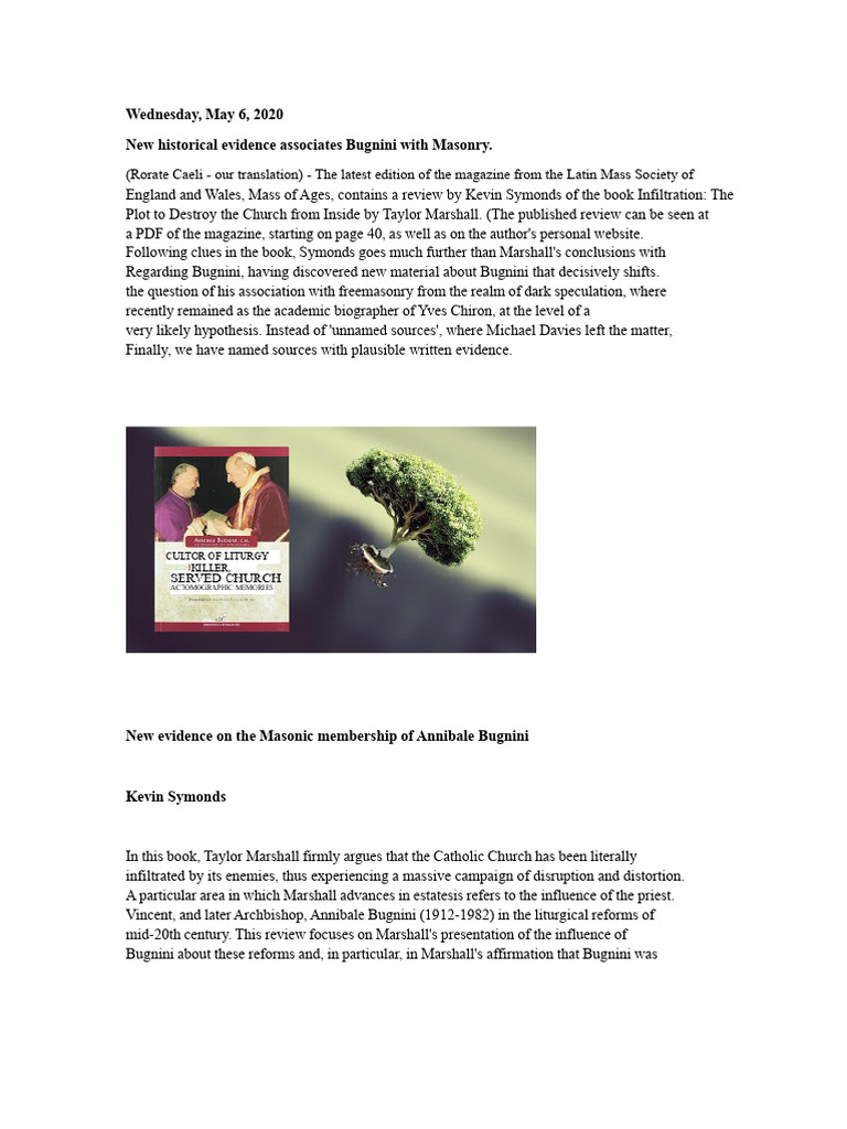 Bugnini's Masonic Connections Revealed | PDF | Holy See | Catholic Church