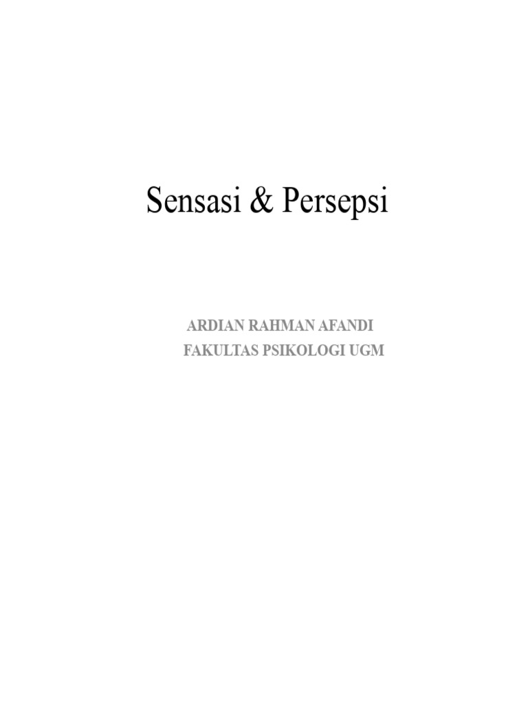 Sensasi dan Persepsi: Proses Kognitif | PDF