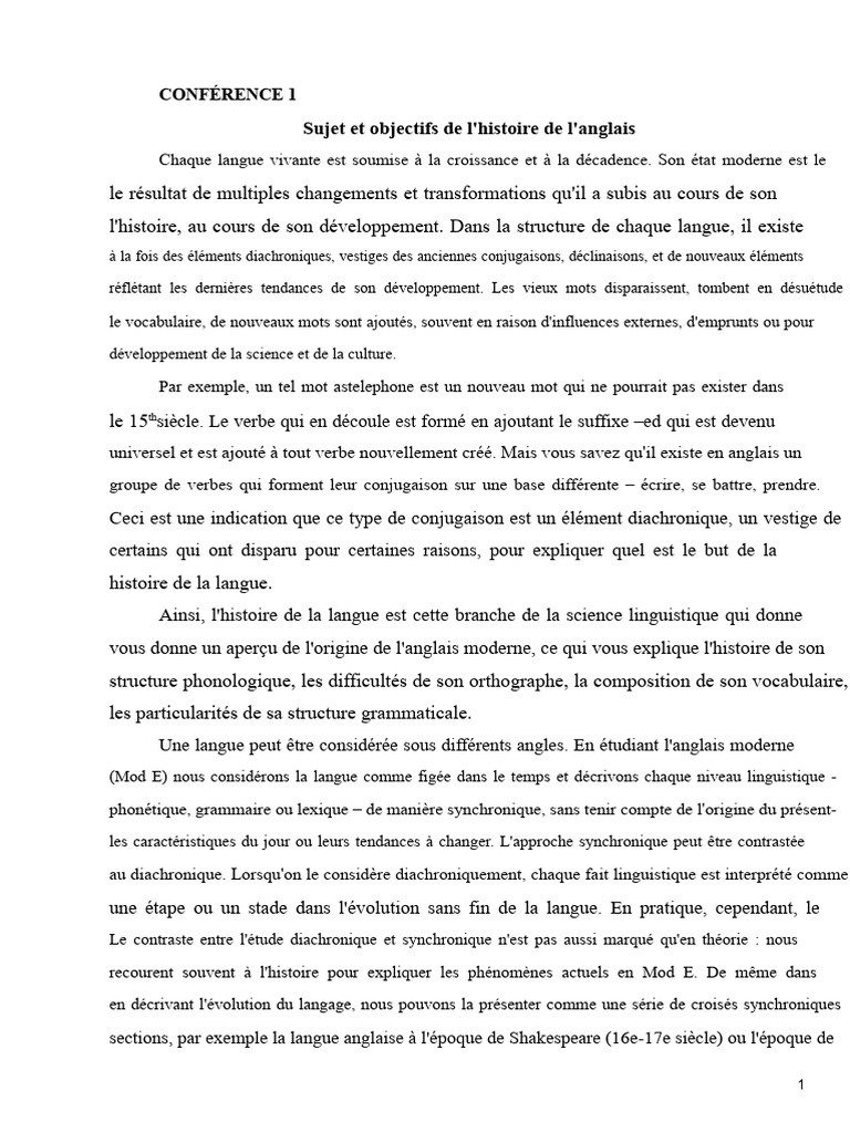 Histoire et évolution de l'anglais | PDF | Langue anglaise | Linguistique