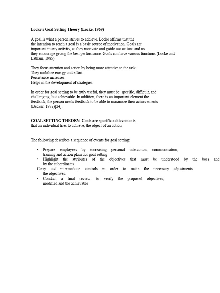 Locke's Goal Setting Theory | PDF