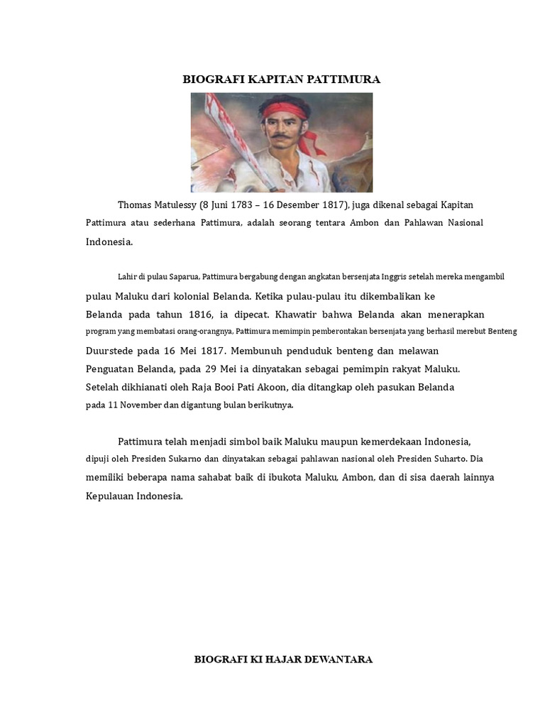 Biografi Kapitan Pattimura | PDF