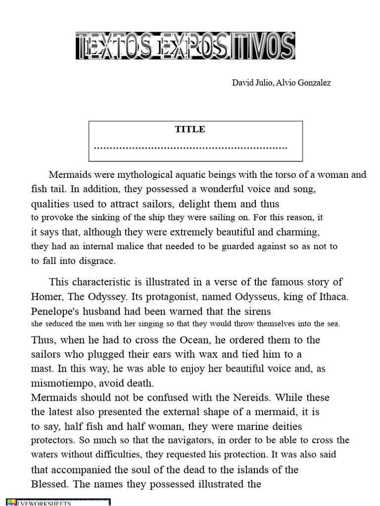 Interactive Sheet Expository Texts | PDF | Mermaid | Odyssey